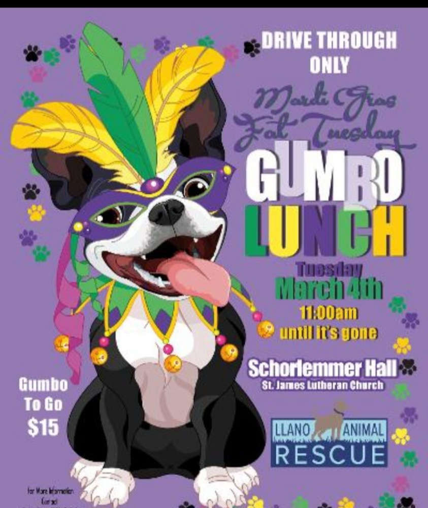 Llano Animal Rescue Gumbo-to-Go Fundraiser 2025 - Stinger FM