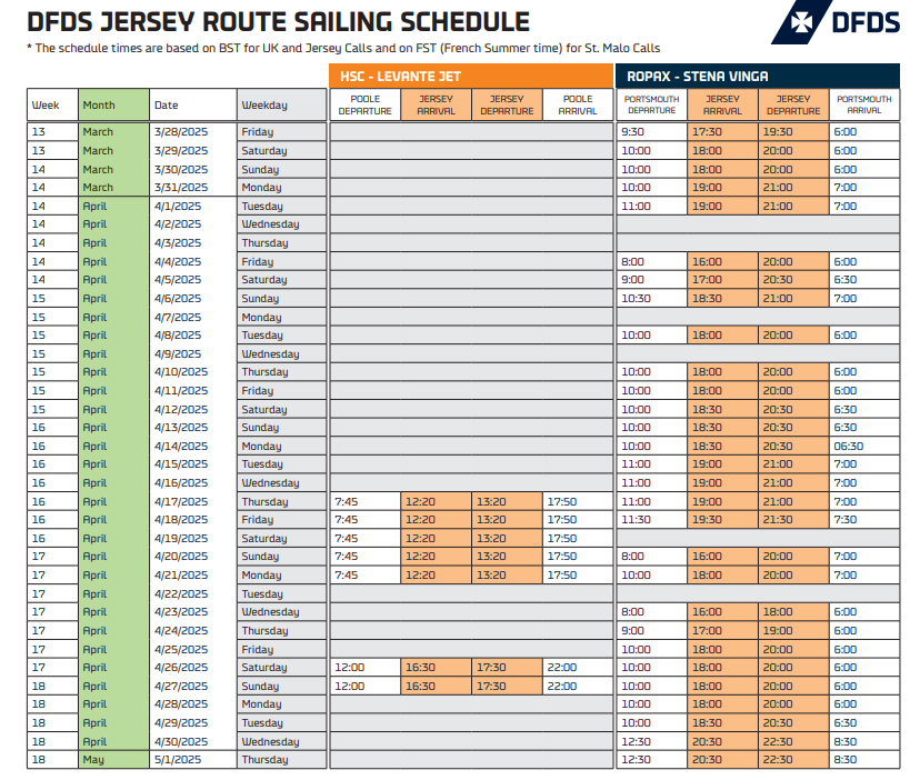 DFDS Jersey Sailing Schedule Channel 103 DFDS Jersey Sailing Schedule Channel 103