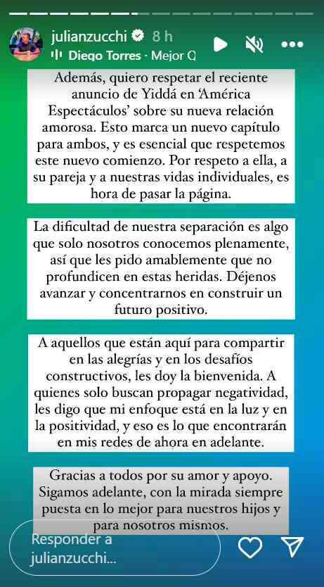 Julián Zucchi Su Tajante Mensaje Sobre La Nueva Vida Amorosa De Yiddá